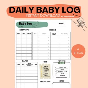 Baby Daily Tracker | Newborn Care Log for Breastfeeding, Diaper Changes ...