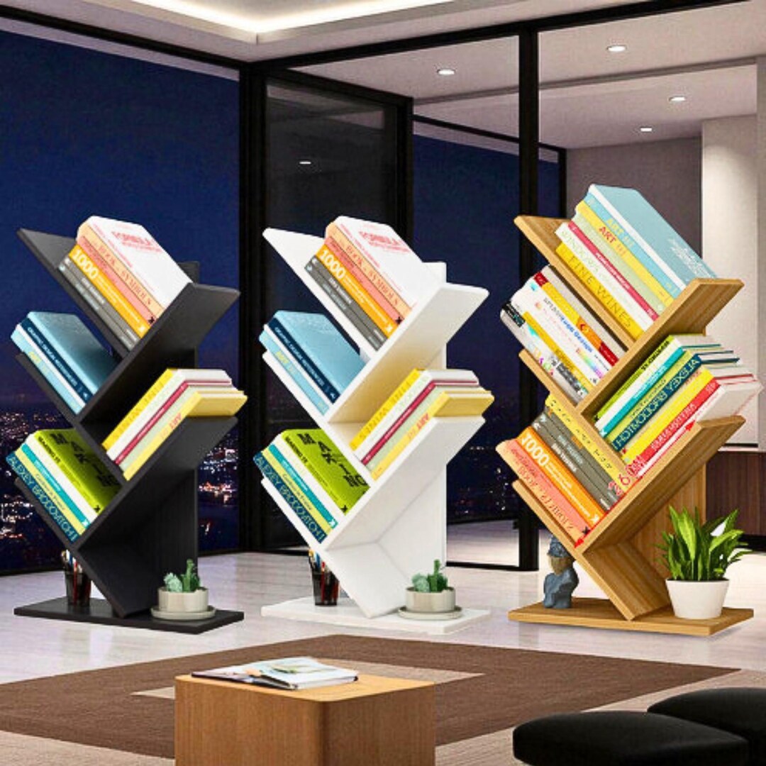 Tree Bookshelf: Wooden Book Display, Home Office Storage - Etsy