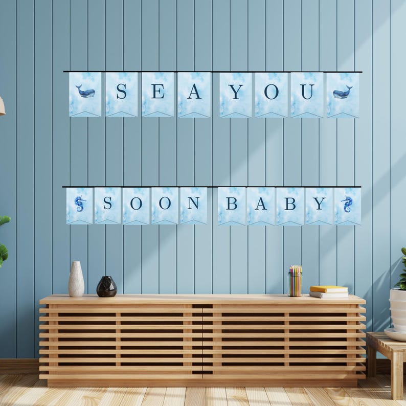 Under the Sea Baby Shower Banners, 2 Printable Wall Banners, "welcome ...