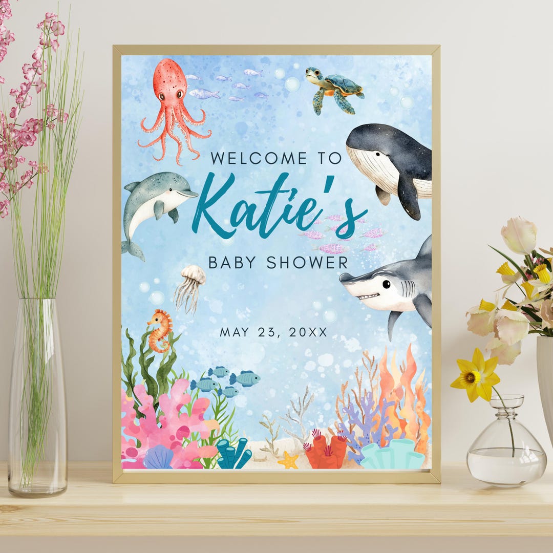 Sea You Soon Baby Shower Welcome Sign Template, Under the Sea Animals ...