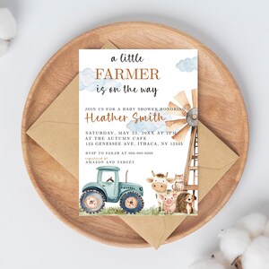 A Little Farmer is on the Way Baby Shower Invitation Template, Farm ...