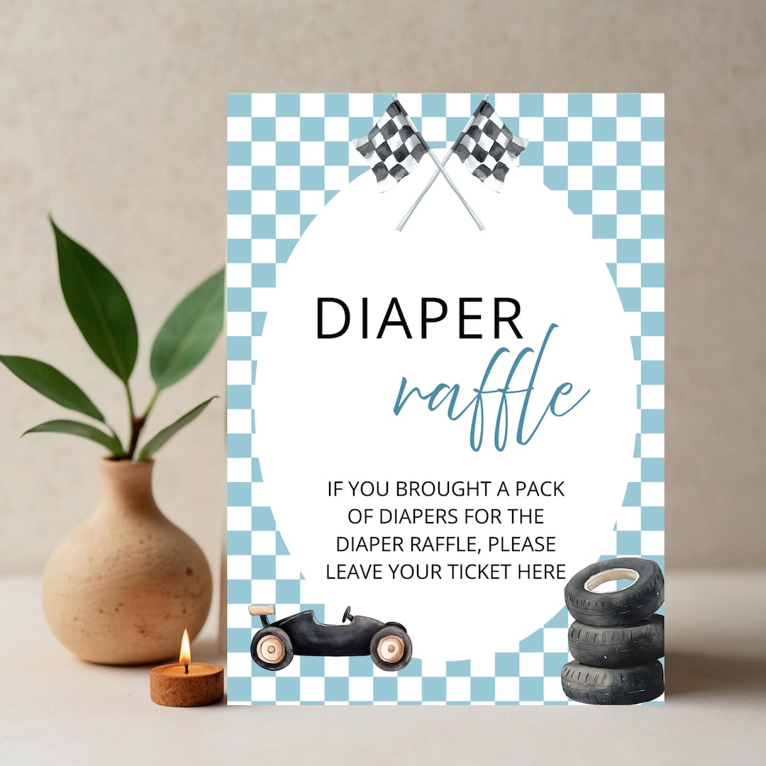 Racecar Baby Shower Diaper Raffle Sign & Tickets, Editable Template ...