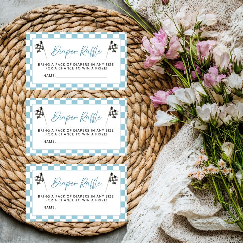 Racecar Baby Shower Diaper Raffle Sign & Tickets, Editable Template ...
