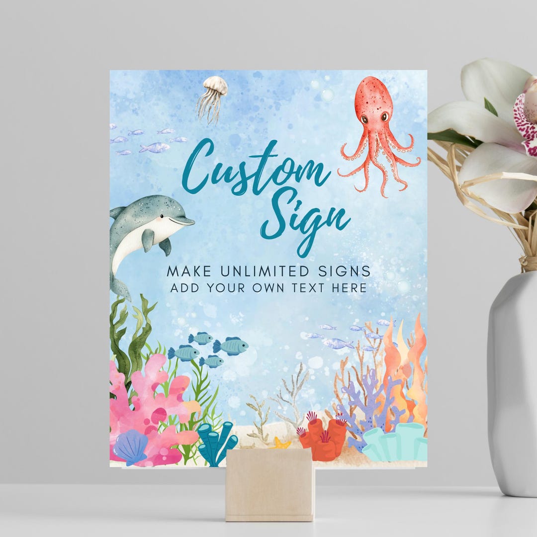 Sea You Soon Baby Shower Custom Sign, Editable Template, Watercolor ...