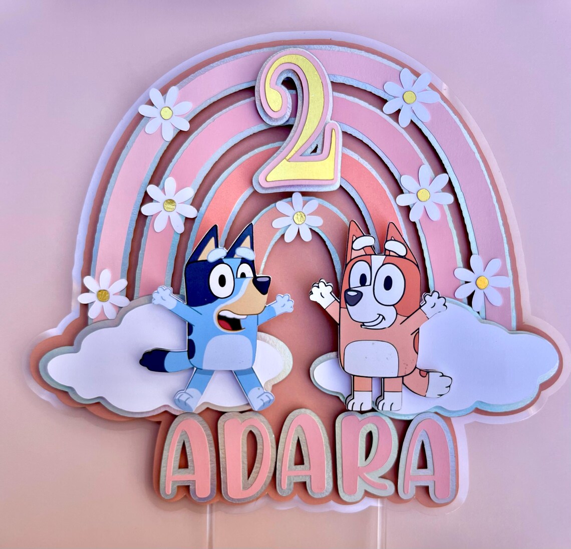 Handmade Blue Dog Cake Topper | Personalized Party Decoration | Pink ...