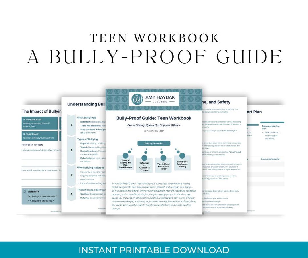 Teen Anti-bullying Workbook: Confidence & Social Skills (printable PDF ...