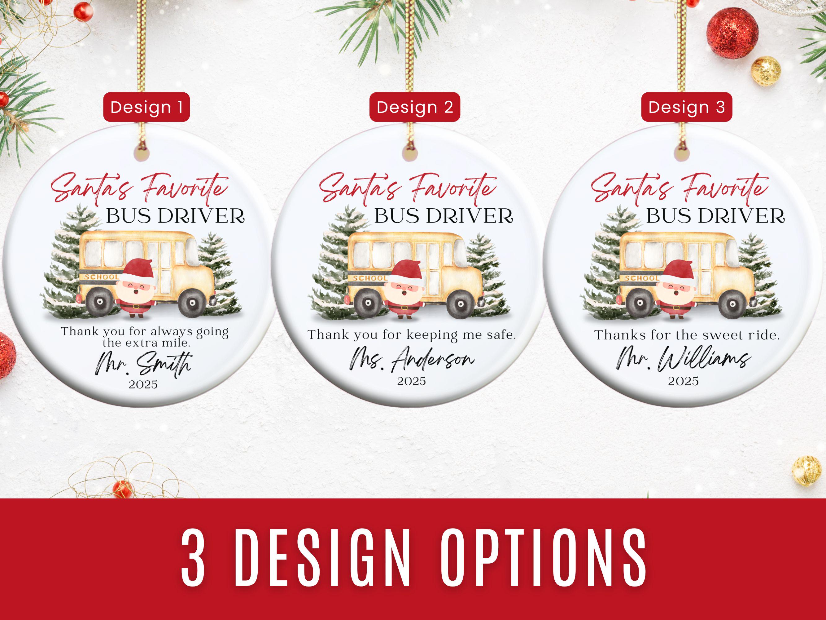 Santa Bus Driver Ornament, Custom Bus Driver Christmas Ornament Gift ...