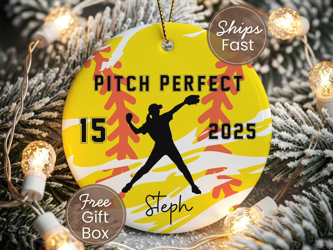 Softball Ornament, Custom Softball Christmas Ornament Personalized ...