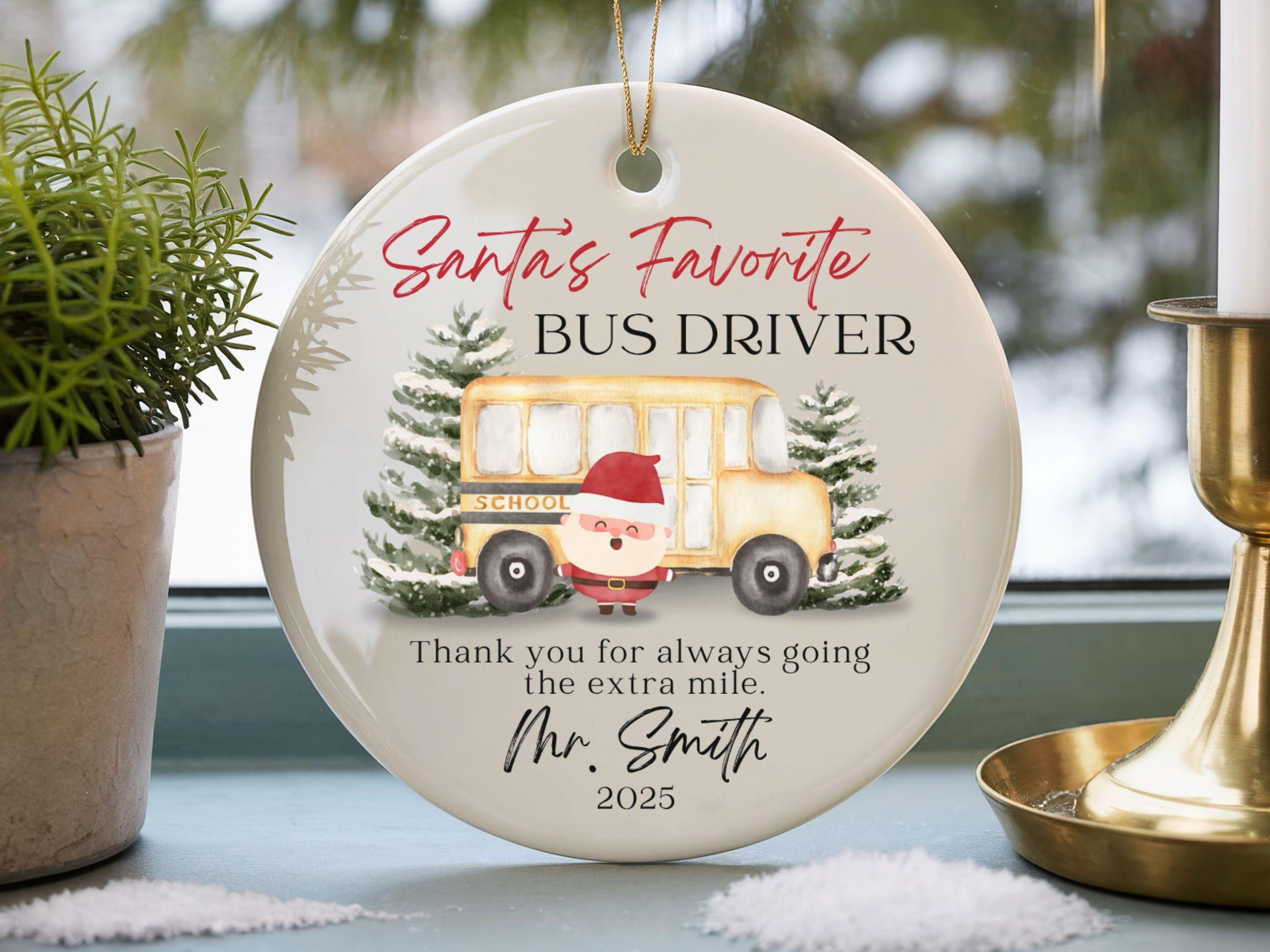 Santa Bus Driver Ornament, Custom Bus Driver Christmas Ornament Gift ...