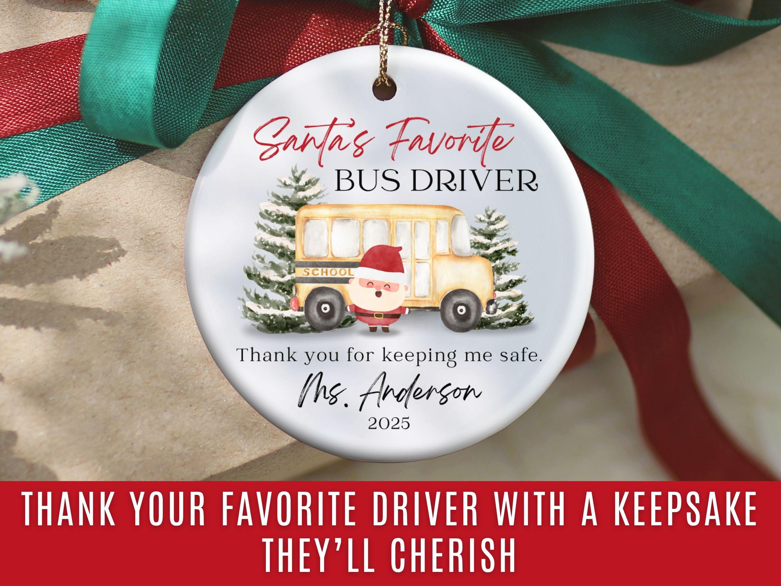 Santa Bus Driver Ornament, Custom Bus Driver Christmas Ornament Gift ...