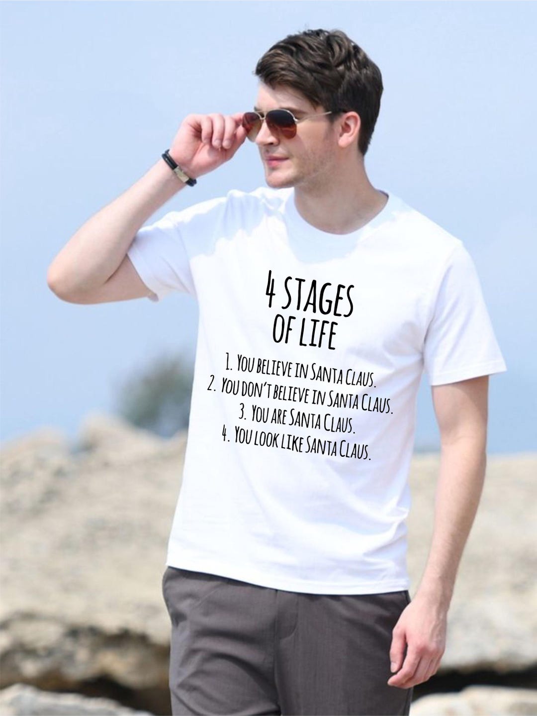 Funny Santa T-shirt,christmas 4 Stages of Life Holiday Occasion Party ...