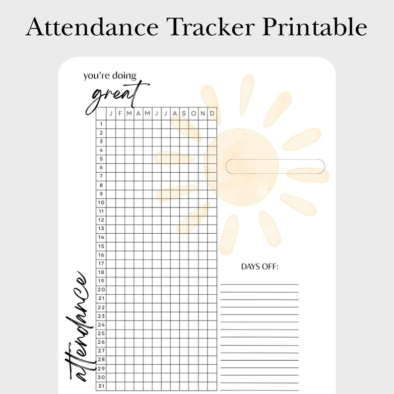 Homeschool Attendance Tracker | Printable Attendance Log | Student ...