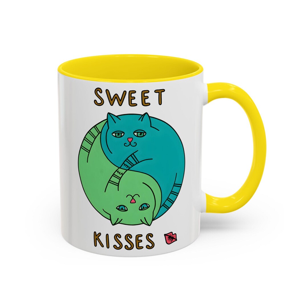 Yin Yang Cats Coffee Mug | Sweet Kisses, Cat Lover & Womens Day Gift - Etsy