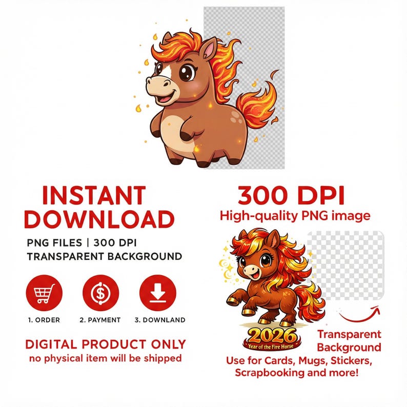 Fire Horse Clipart Bundle 2026 | Year of the Fire Horse 2026 ...
