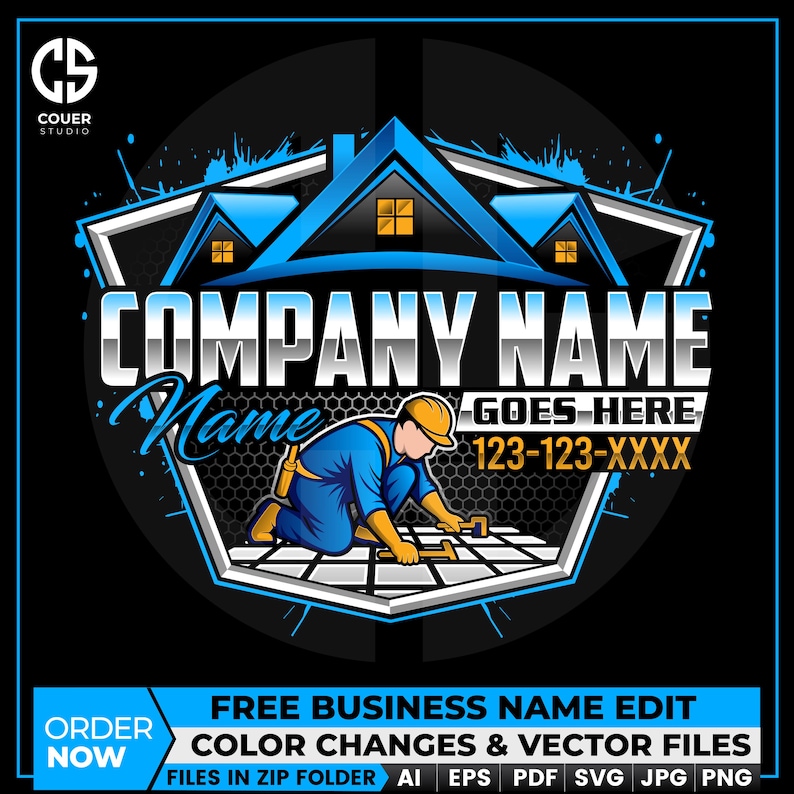 Construction Logo | Flooring Company Logo, Tile Installer, Contractor ...