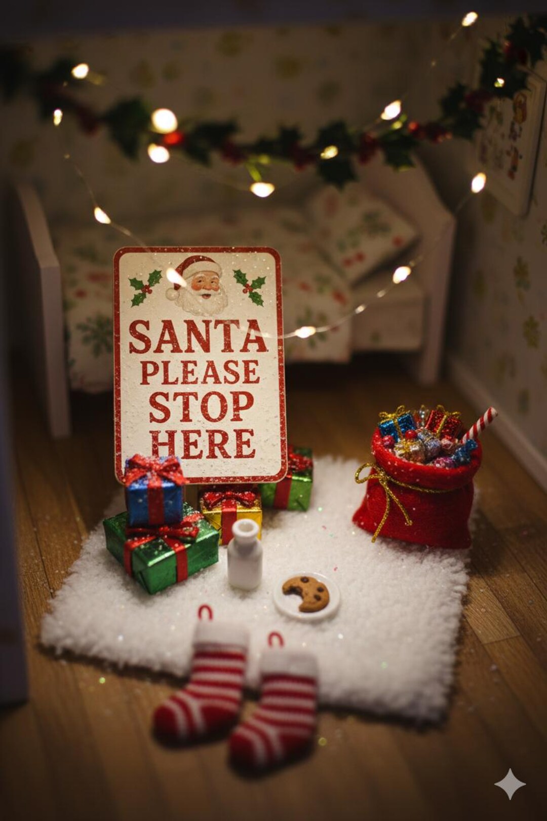 Printable Santa Please Stop Here Sign for Kids Room Door Decor ...