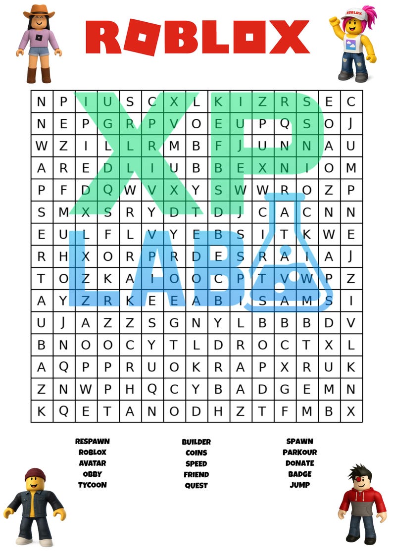 Roblox Word Search Printable Set Of 2 Party Game Classroom