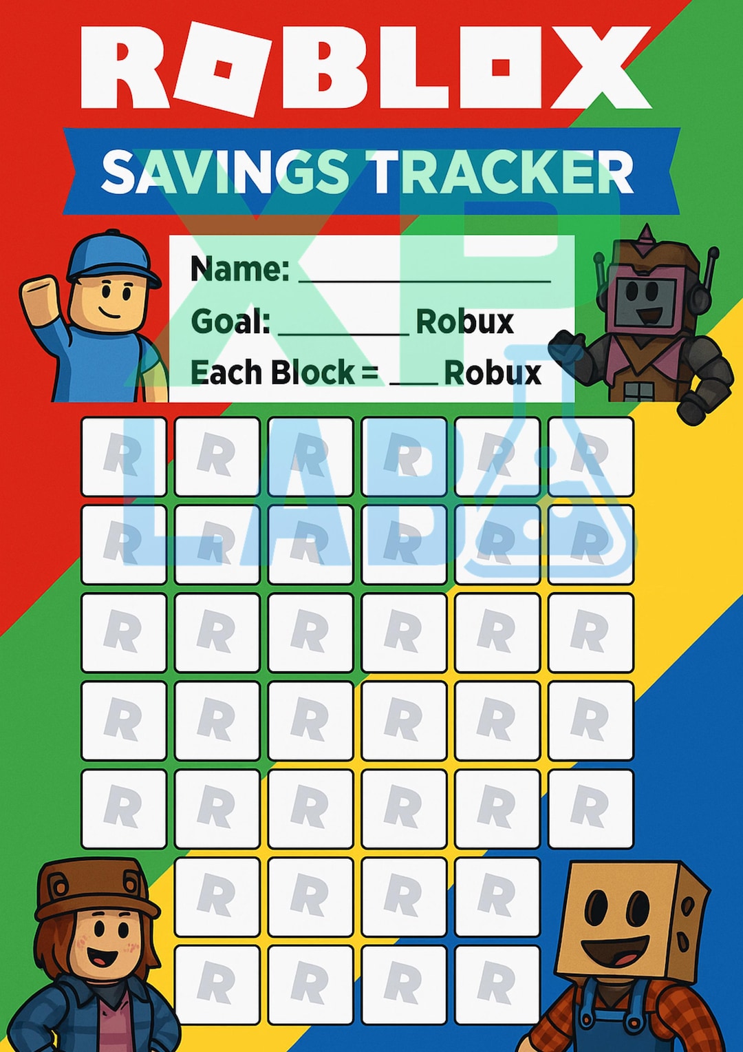 Robux Savings Tracker: Printable Roblox Reward Chart (digital Download ...
