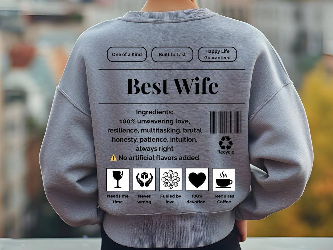 Personalized Wife Nutrition Facts Sweatshirt | Custom Gift for Wife ...