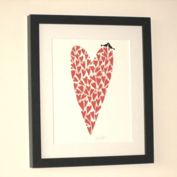 Heart Linocut - Etsy