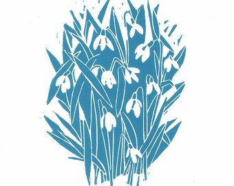 Original Snowdrop Linocut Print - Etsy