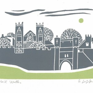 York Walls Linocut Print - Yorkshire UK - Hand Printed Original Lino ...