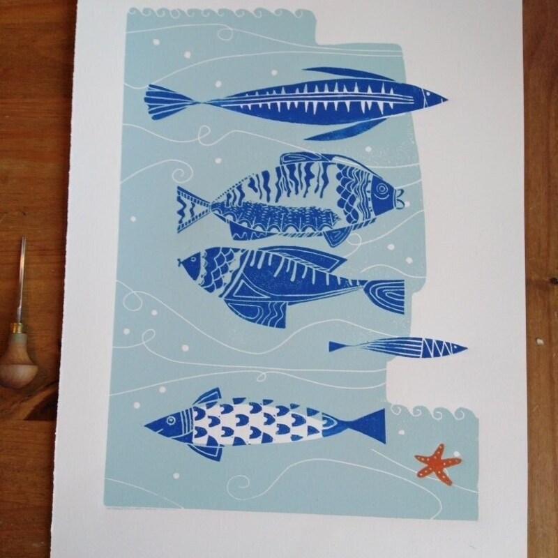 Abstract Lino Cut - Etsy