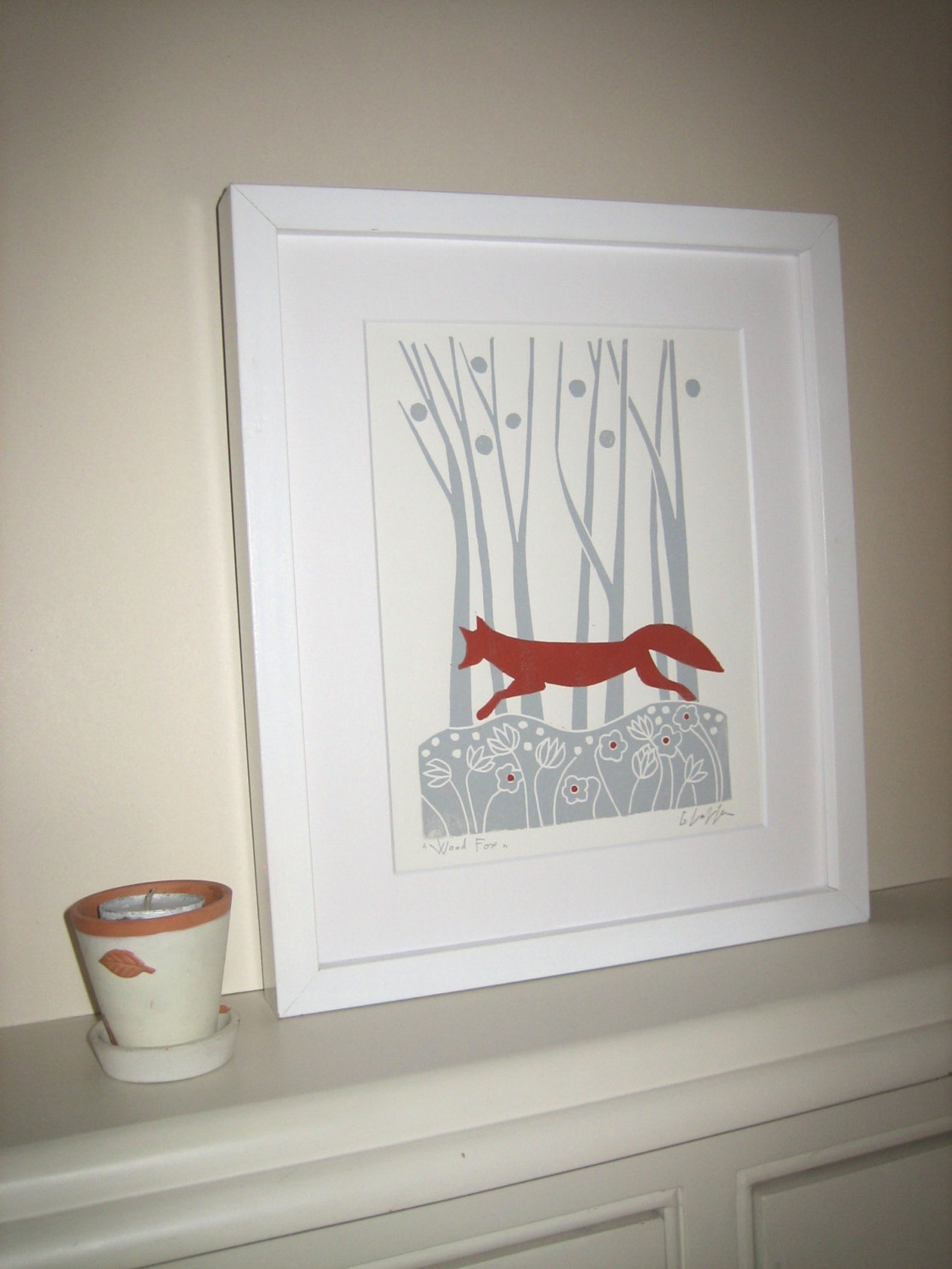 Red Fox Lino Print Autumn Woodland Animals | Etsy UK
