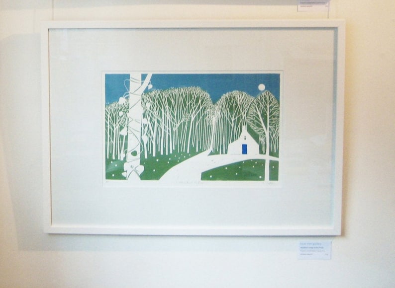 Woodland Cottage - Large Linocut - Secluded White Cottage - Rare ...