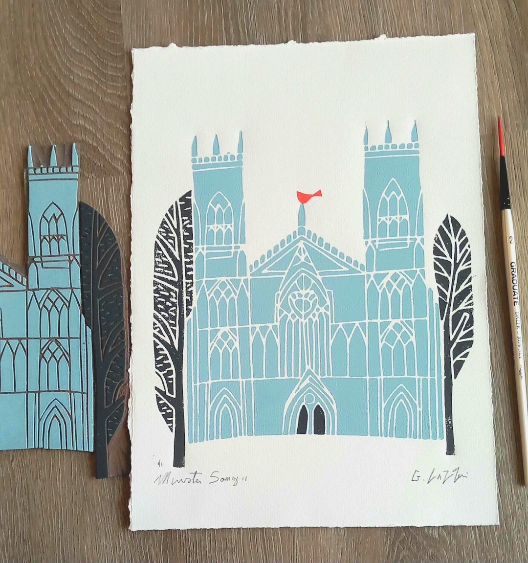 York Minster Linocut,england Yorkshire UK ,medieval Architecture - Etsy