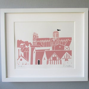 York Minster Linocut Gothic Architecture Cathedral Print Yorkshire ...
