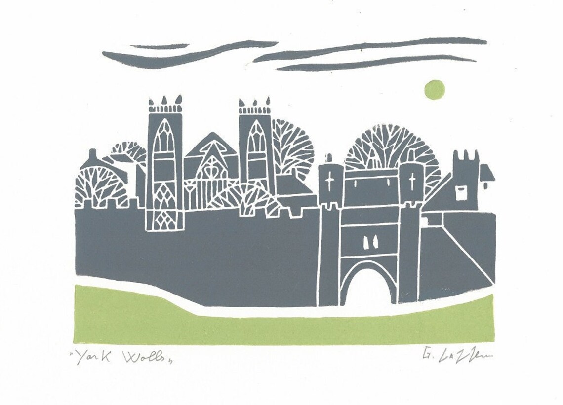 York Walls Linocut Print Yorkshire UK Hand Printed - Etsy UK