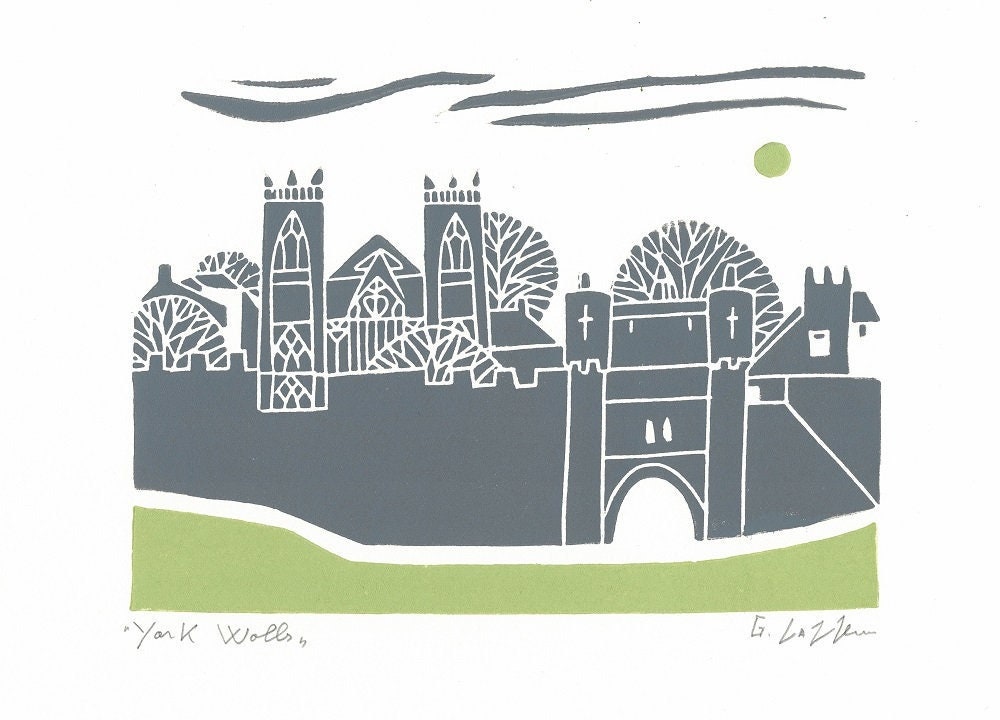 York Walls Linocut Print Yorkshire UK Hand Printed - Etsy UK