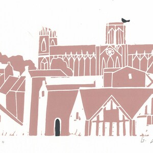 York Minster Linocut Gothic Architecture Cathedral Print Yorkshire ...
