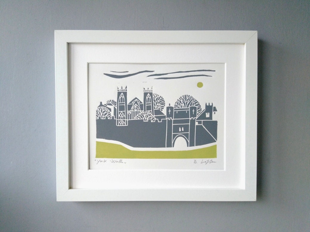 York Walls Linocut Print Yorkshire UK Hand Printed - Etsy UK