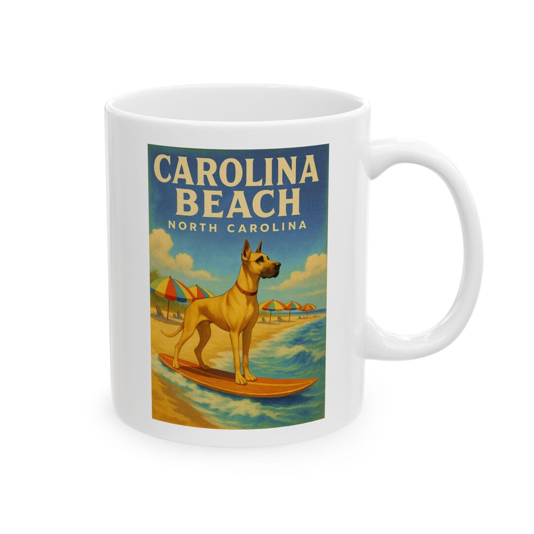 Carolina Beach Great Dane Ceramic Mug – Vintage Summer Coffee Cup - Etsy