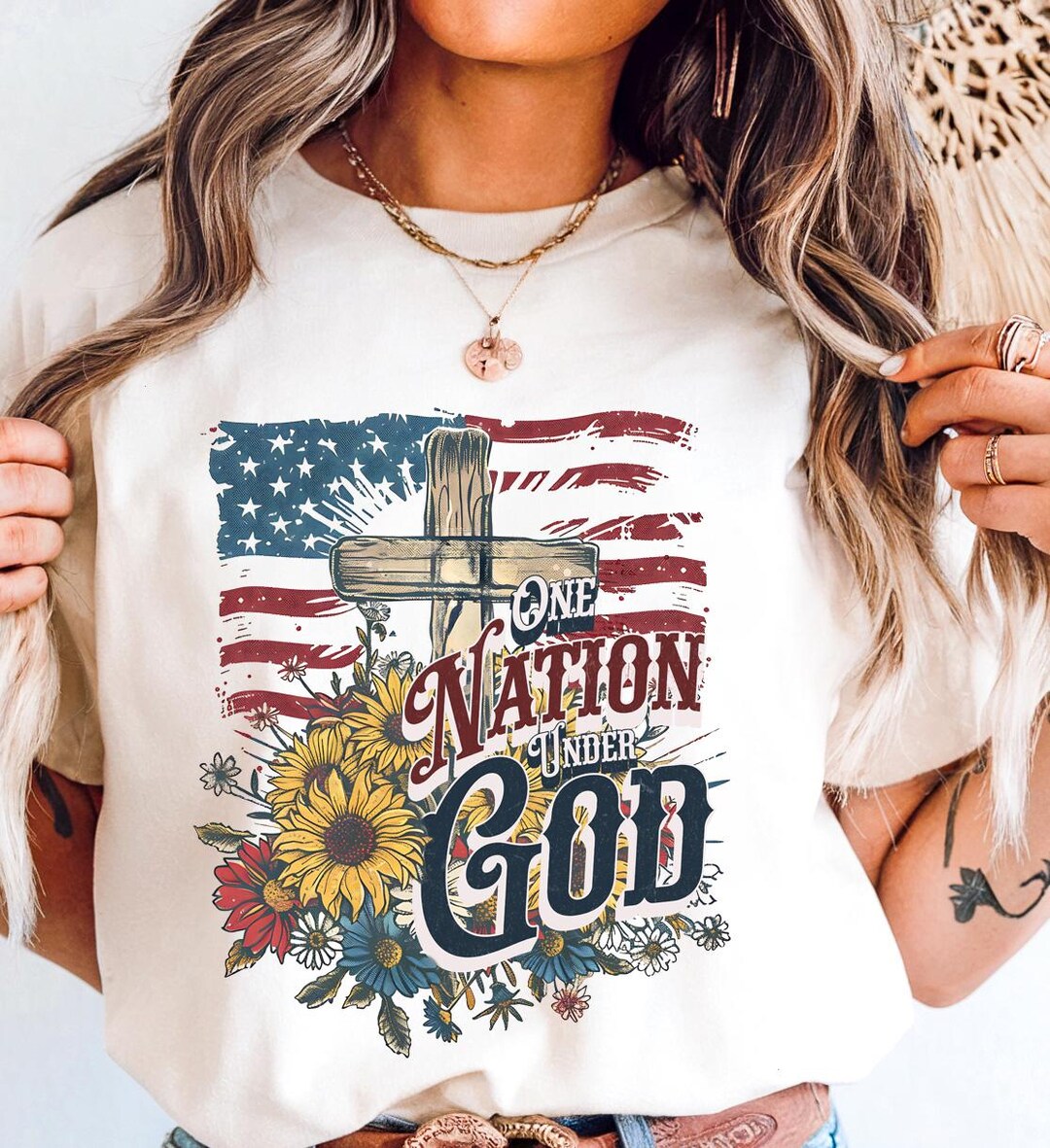 One Nation Under God Comfort Colors Shirt: Christian Patriotic Tee - Etsy