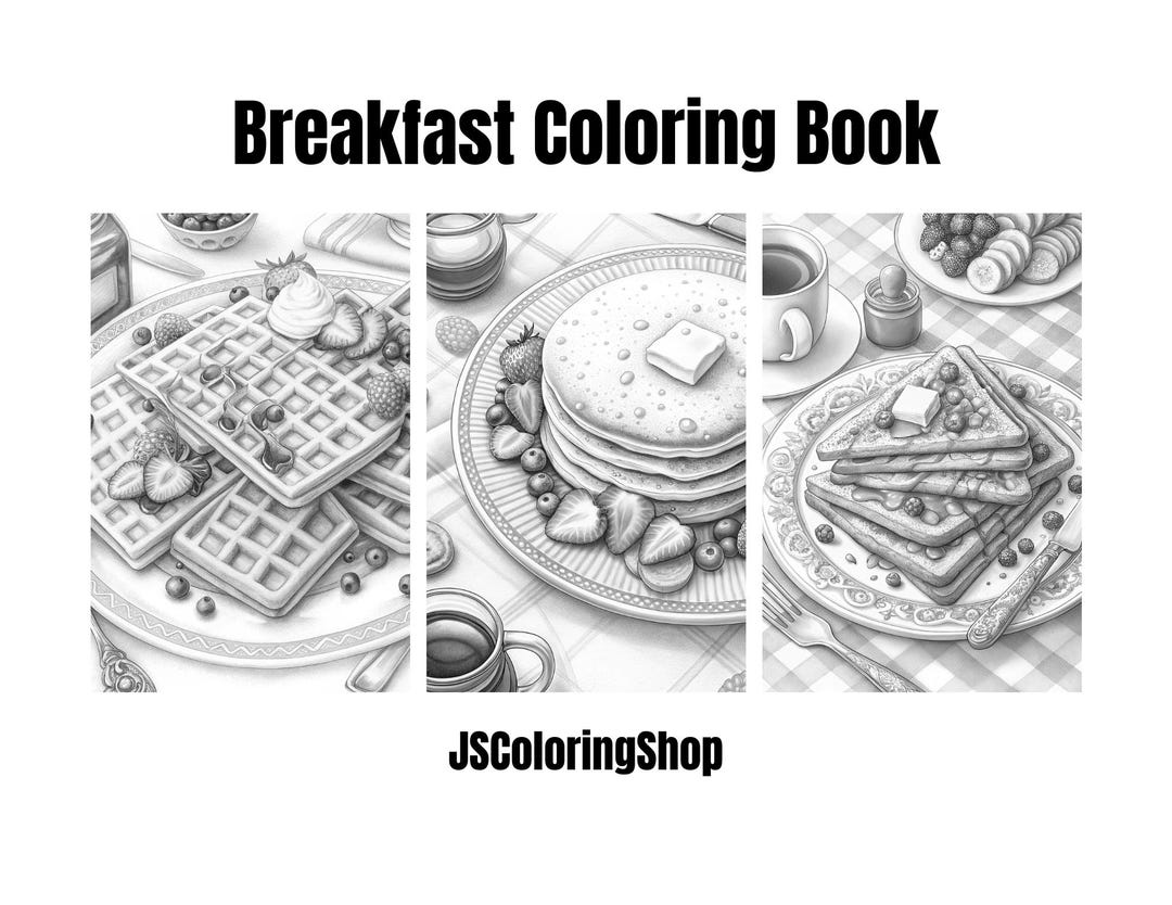 10 Breakfast Foods Coloring Book Pages|coloring Printable|coloring for ...