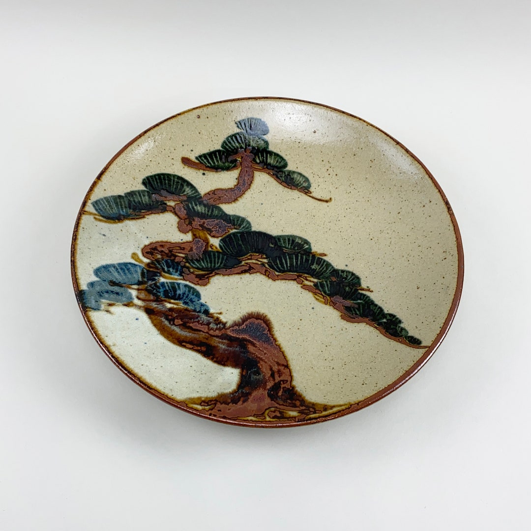 Japanese Mashiko Ware Plate Pine Tree Bonsai 12 - Etsy