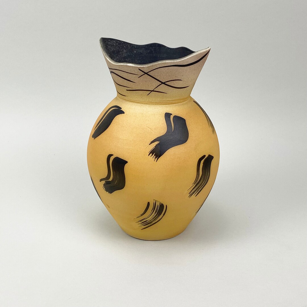 Don Davis Ceramic Vase Contemporary Form Vibrant Brushwork Decoration ...