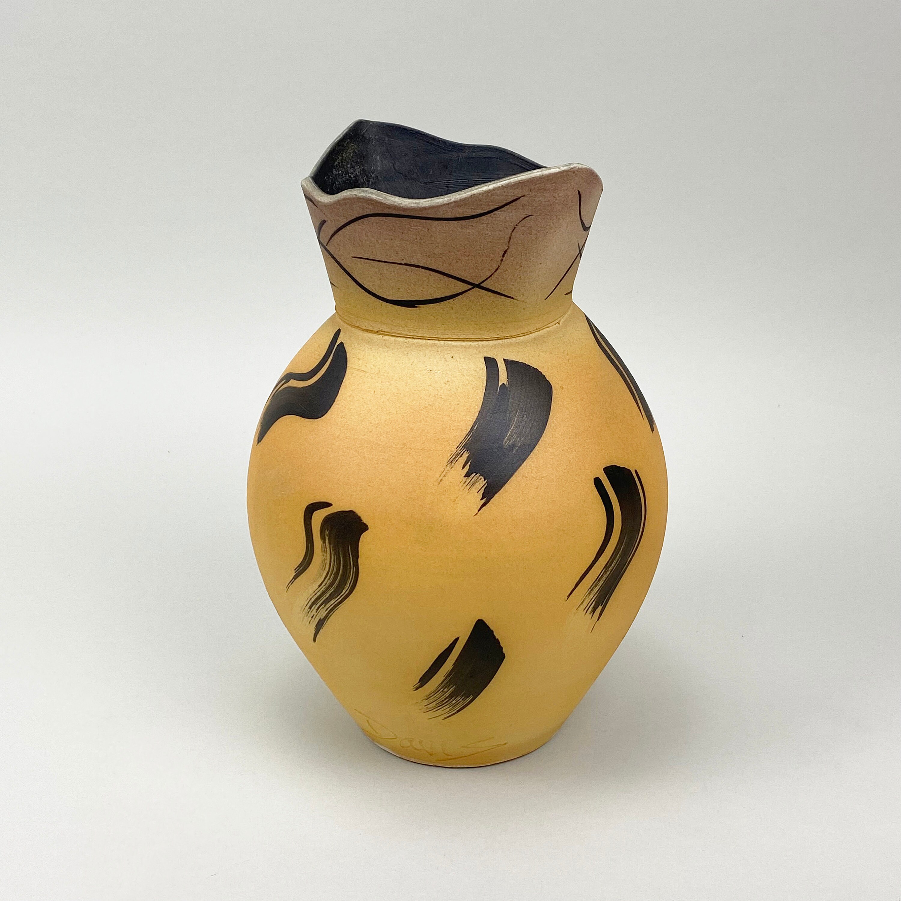 Don Davis Ceramic Vase Contemporary Form Vibrant Brushwork Decoration ...