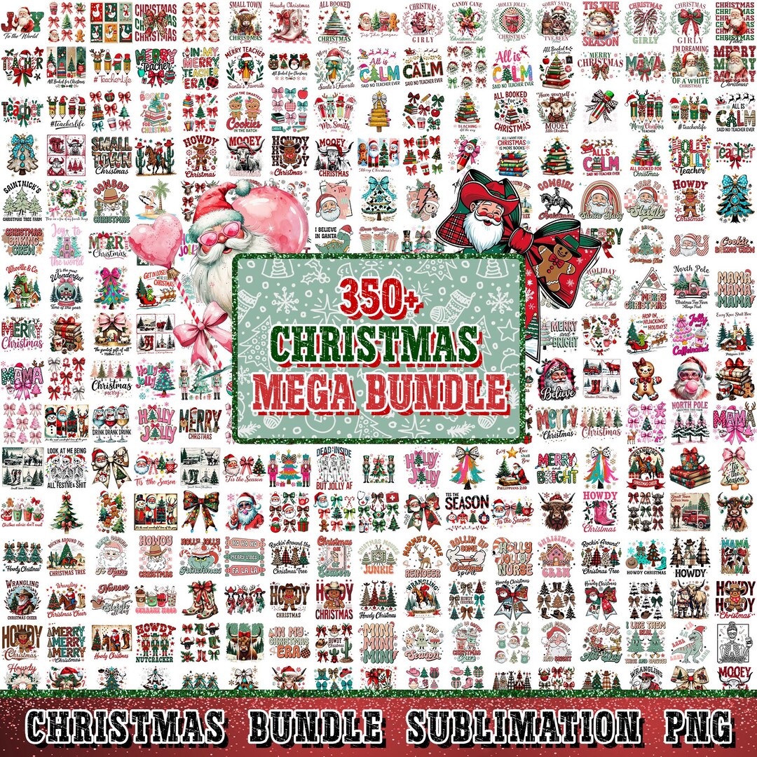 350+ Christmas PNG Bundle Merry Christmas Xmas Mega Bundle Santa ...