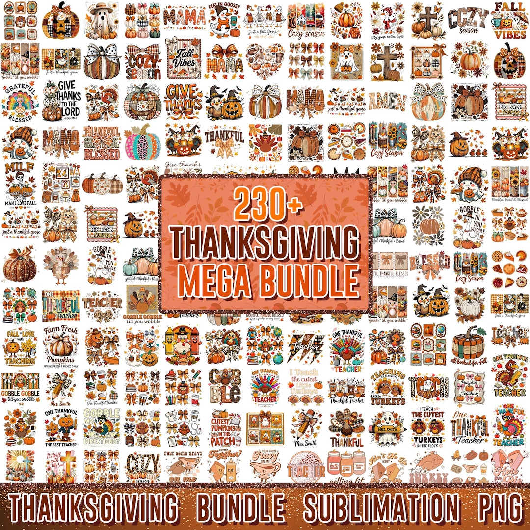 230+ Thanksgiving Png Bundle Thankful Grateful Little Turkeys Gobble ...
