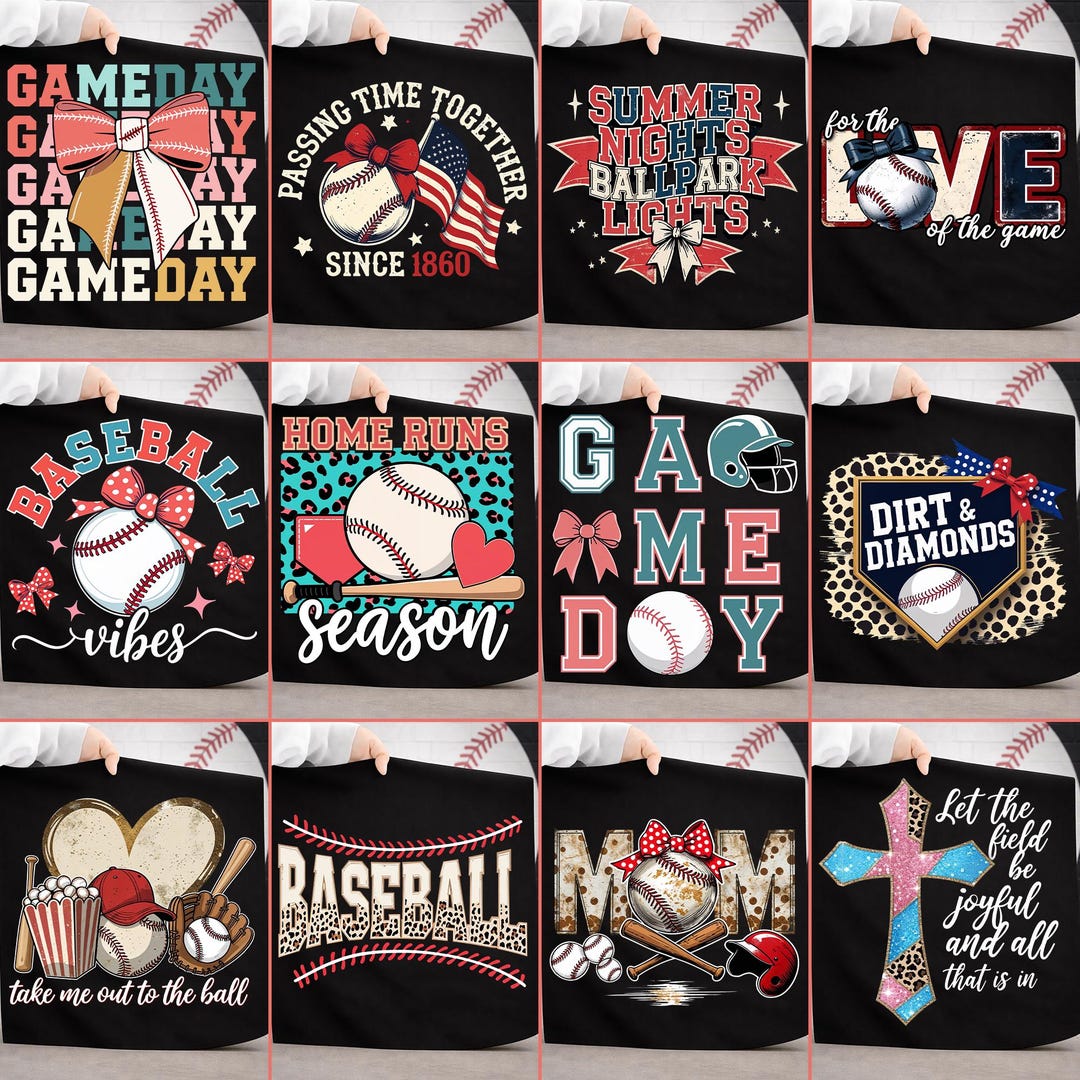 Baseball Png Bundle Game Day Home Runs Season Retro Baseball Mama ...