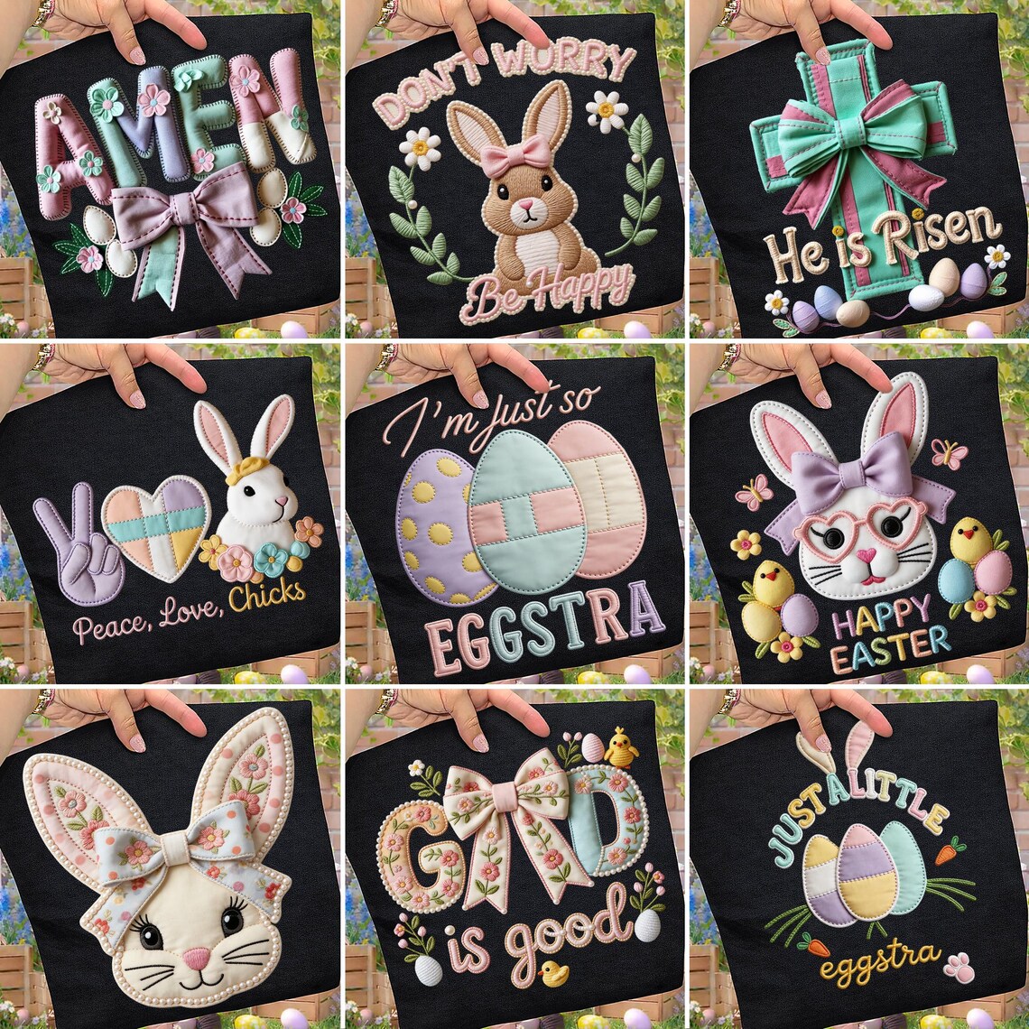 Easter Patchwork Png Bundle Cottagecore Floral Bunny Spring Kids Easter ...
