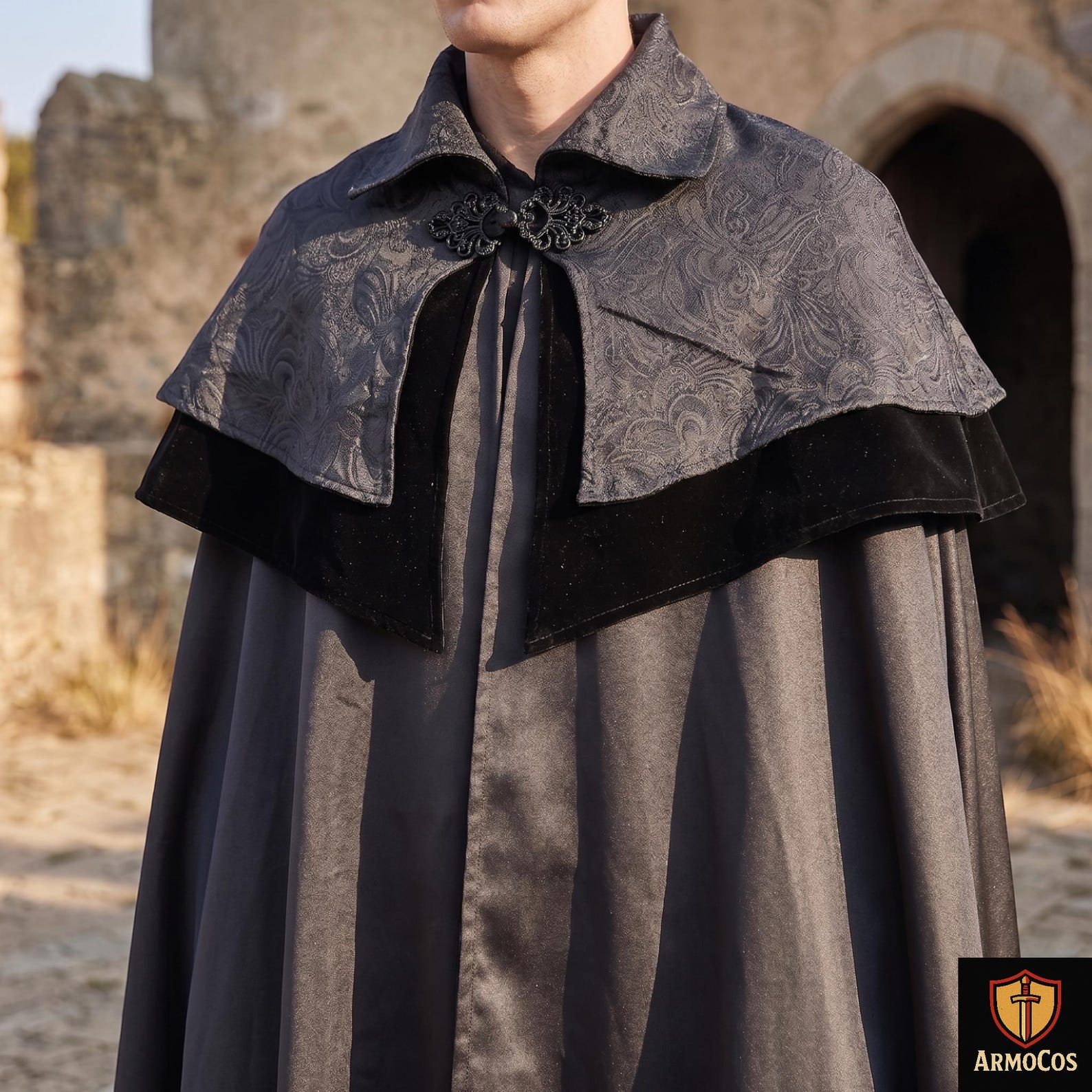 Medieval Cape Men's Renaissance Cloak Jacquard Floral Cosplay Gift - Etsy