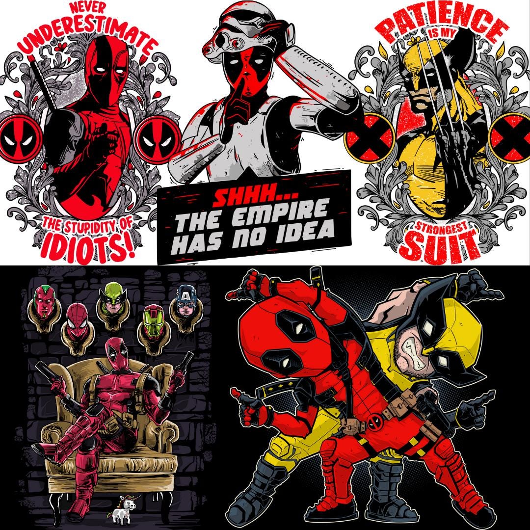 90 Deadpool, Wolverine, PNG, DTF, Print on Demand, Vector, Custom ...