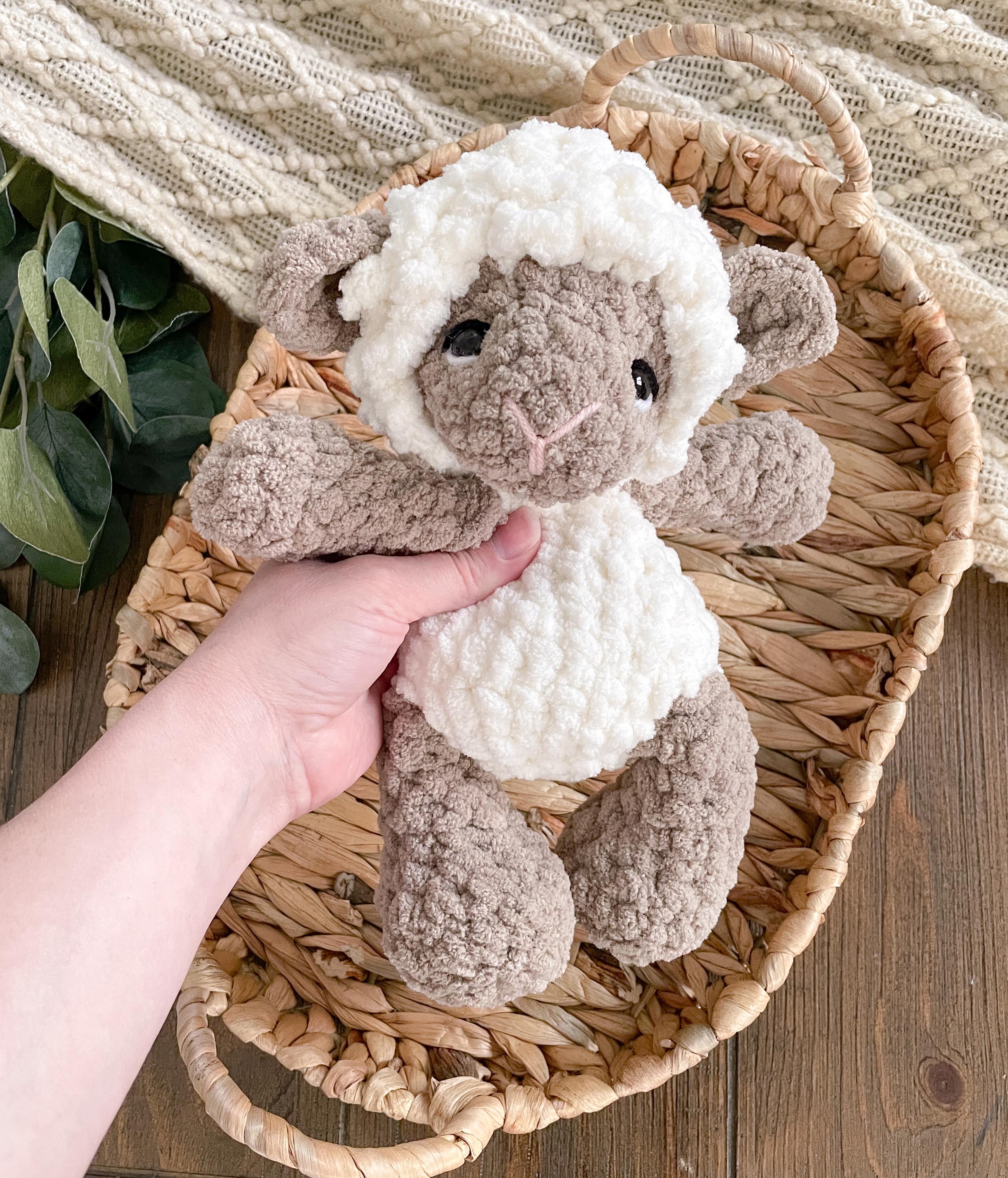 Handmade Crochet Lamb Plushie | Tan Lamb | Fluffy Stuffed Animal | Lamb ...