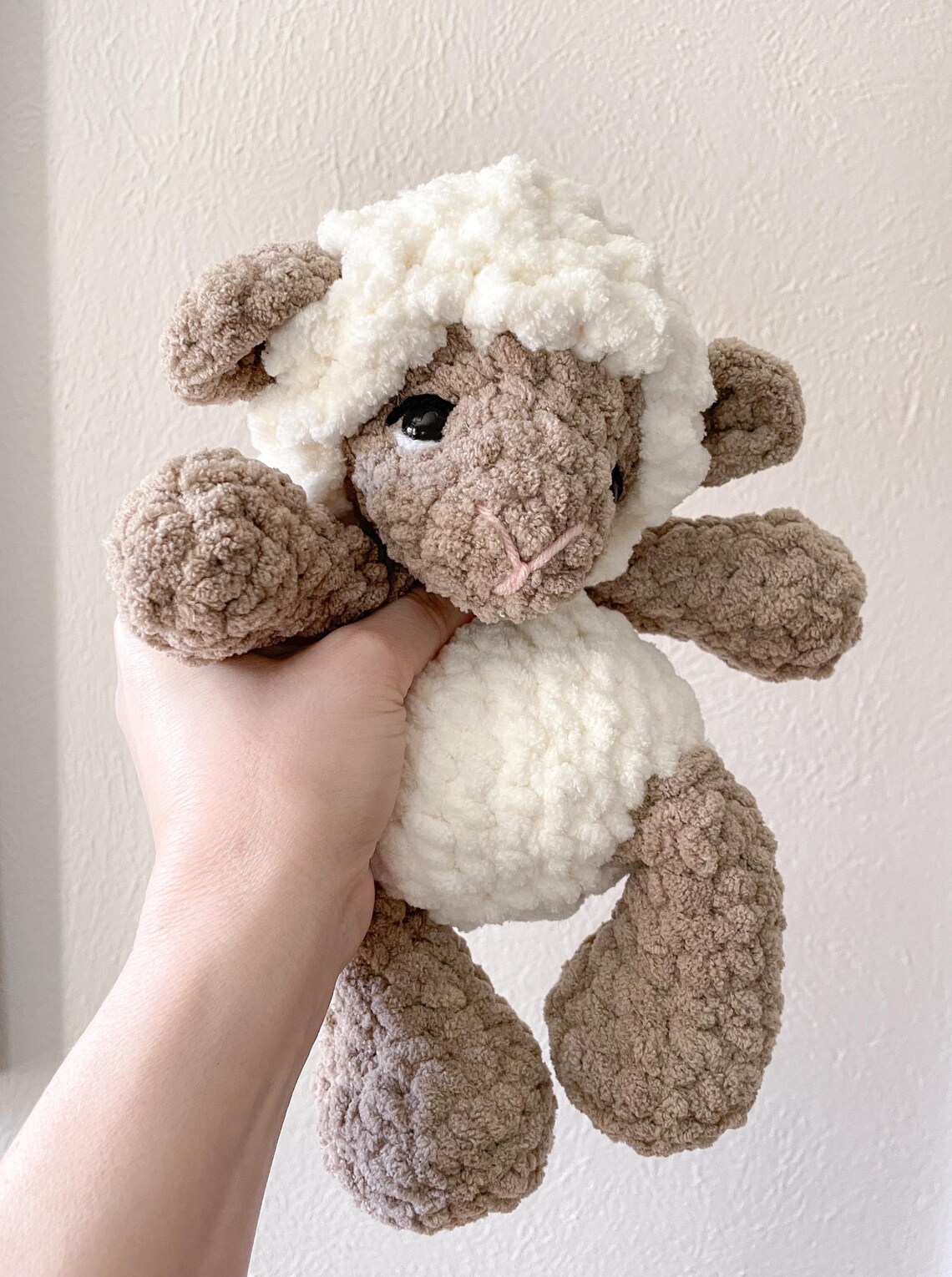 Handmade Crochet Lamb Plushie | Tan Lamb | Fluffy Stuffed Animal | Lamb ...
