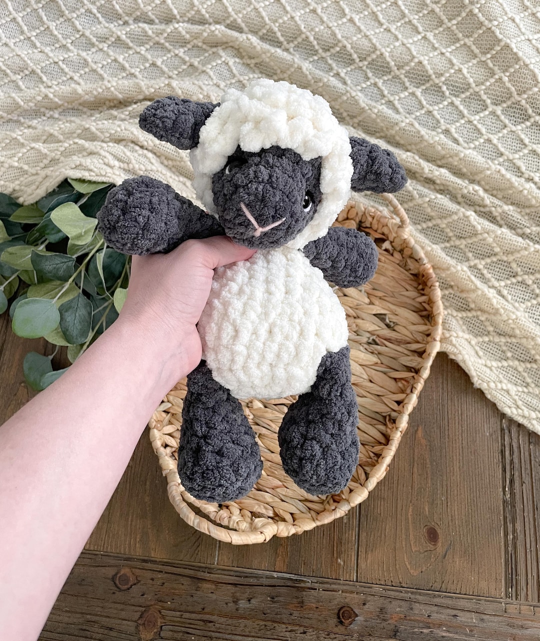 Handmade Crochet Lamb Plushie | Black Lamb | Fluffy Stuffed Animal ...